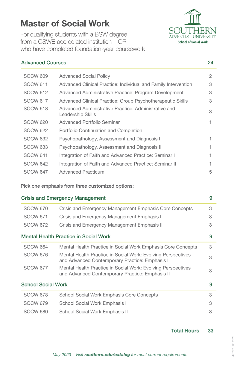 Master of Social Work | Southern Adventist University